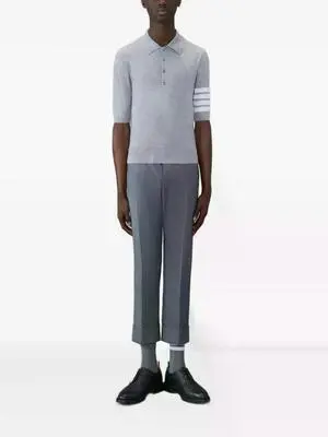 Thom Browne Four-stripe Short-sleeve Polo Shirt - Grey