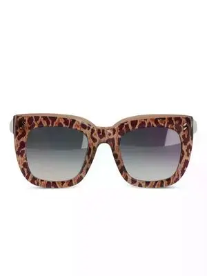 Stella McCartney Leopard-print Square-frame Sunglasses - Brown