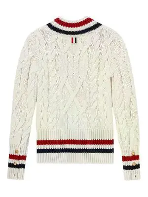 Thom Browne Cable-knit V-neck Pullover