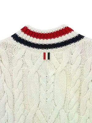 Thom Browne Cable-knit V-neck Pullover