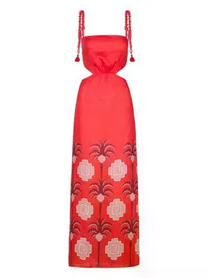 Johanna Ortiz Palm-tree Print Cut-out Dress