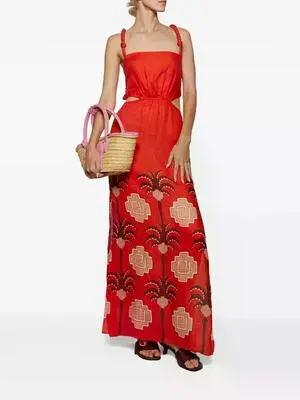 Johanna Ortiz Palm-tree Print Cut-out Dress
