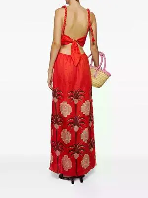 Johanna Ortiz Palm-tree Print Cut-out Dress