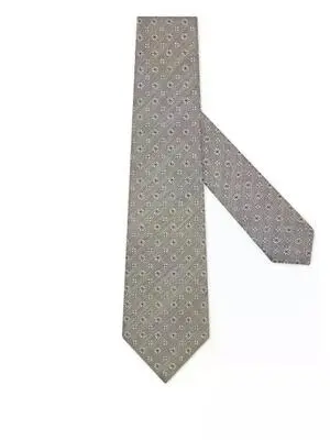Zegna Floral-Pattern Neck Tie Neutrals