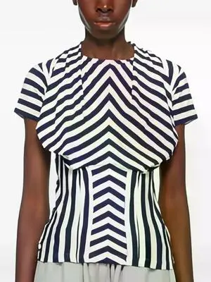 Pushbutton Striped Tops