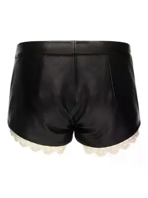 Magda Butrym Leather Lace-trimmed Shorts - Black