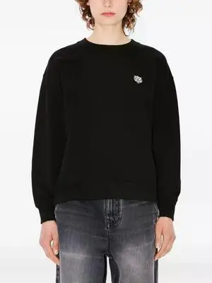 Kenzo Crew-neck Sweatshirt With 'happy Tiger' Embroidery - Black