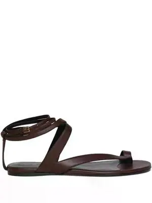 Khaite Aimee Ankle-wrap Leather Sandals