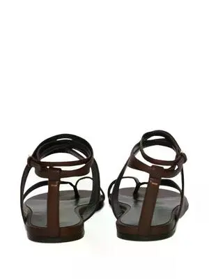 Khaite Aimee Ankle-wrap Leather Sandals