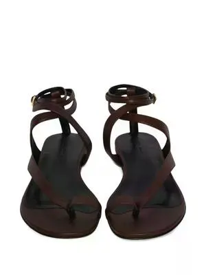 Khaite Aimee Ankle-wrap Leather Sandals