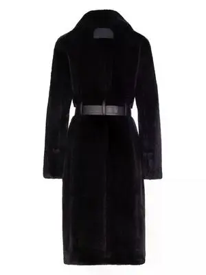 Patrizia Pepe Belted Faux-fur Coat - Black