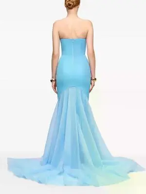V:PM ATELIER Ariana Strapless Fishtail Maxi Gown - Blue
