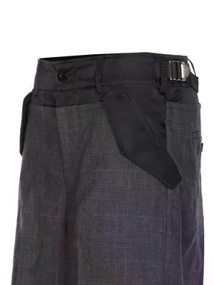 Sacai Check-pattern Trousers With Buckle Detail