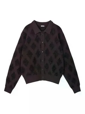RECTO Argyle-pattern Polo Cardigan