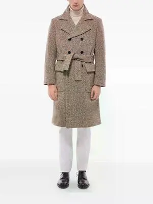 FURSAC Tweed Belted Double-breasted Coat