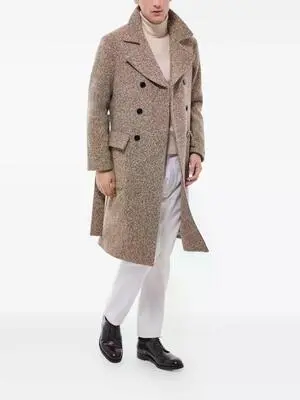 FURSAC Tweed Belted Double-breasted Coat