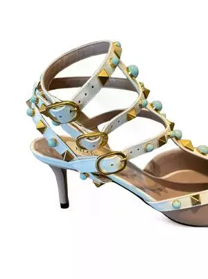 Valentino Garavani Studded Leather Lace-up Stiletto Heel Shoes - Neutrals