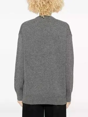 JIL SANDER V-neck Wool-cashmere Blend Sweater - Grey