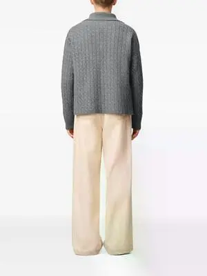 AMI Paris Cable-knit Wool Polo Shirt
