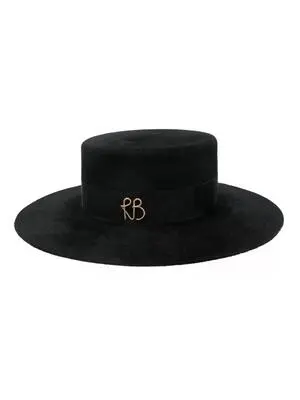 Ruslan Baginskiy Monogram-embellished Canotier Hat - Black