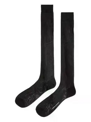 Dsquared2 Ribbed Knee-high Socks With Logo Detail