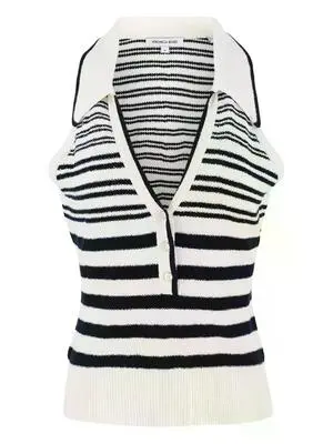VERONICA BEARD Striped Polo-Neck Tank Top