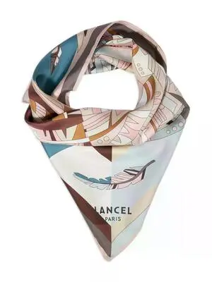 LANCEL Feather-print Silk Scarf