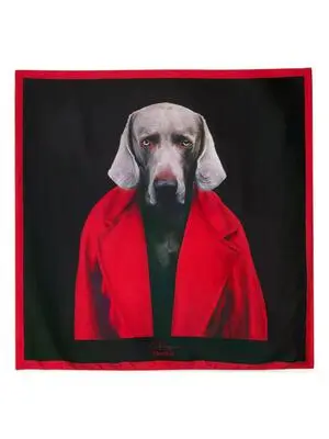 Max Mara Dog-print Silk Scarf - Black