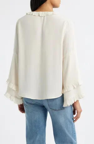 Wit & Wisdom Ruffle Bell Sleeve Top