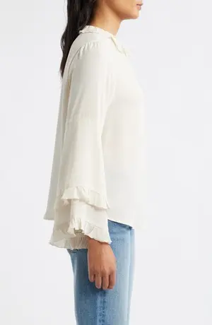 Wit & Wisdom Ruffle Bell Sleeve Top