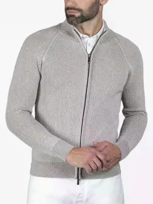 MOORER Ribbed Zip-front Cardigan