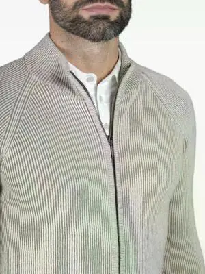 MOORER Ribbed Zip-front Cardigan