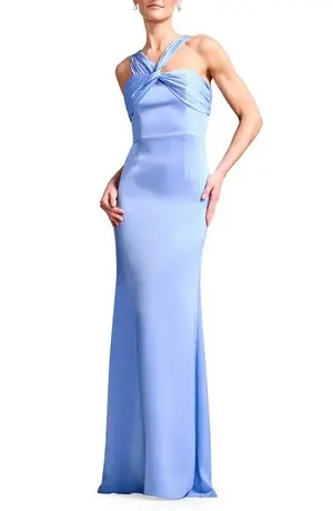 Dress The Population Rosalia Sleeveless Satin Gown - Sky