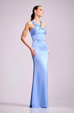 Dress The Population Rosalia Sleeveless Satin Gown - Sky