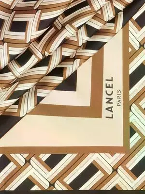 LANCEL Monogramme Geometric Silk Scarf - Neutrals