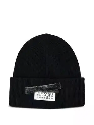 MAISON MARGIELA Ribbed Cotton Beanie - Black