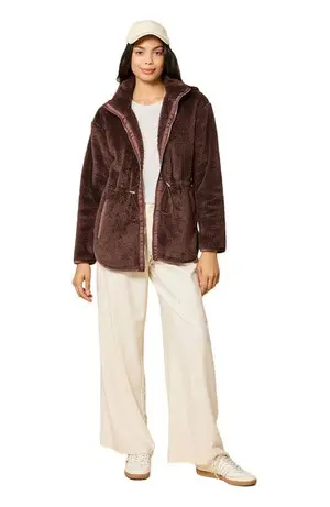 SOFTIES Dreamplush Two Way Zip Jacket - Espresso