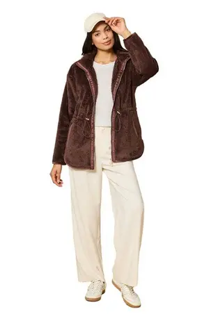 SOFTIES Dreamplush Two Way Zip Jacket - Espresso