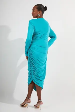 Karen Millen Long Sleeve Ruched Maxi Dress