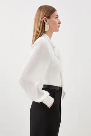 Karen Millen Tie Neck Long Sleeve Bodysuit
