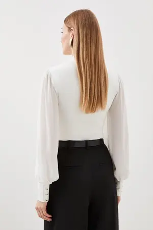 Karen Millen Tie Neck Long Sleeve Bodysuit