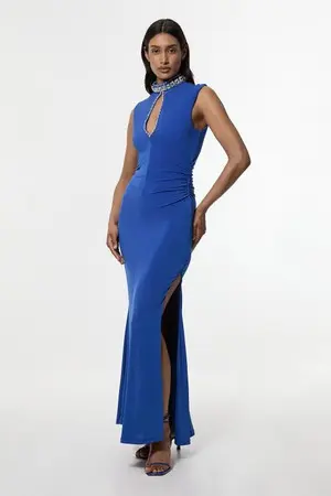 Karen Millen Embellished Jersey Crepe Maxi Dress