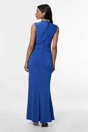 Karen Millen Embellished Jersey Crepe Maxi Dress
