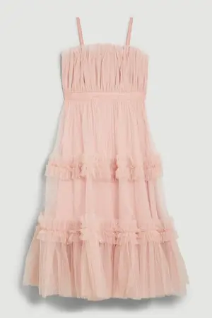 Karen Millen Tulle Bandeau Tiered Midi Dress