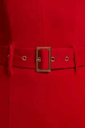 Karen Millen Jersey Ponte Georgette Mix Maxi Dress - Red