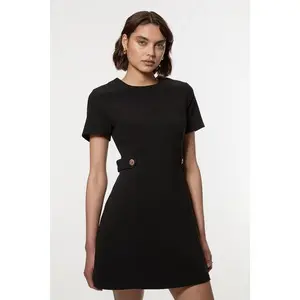 Karen Millen Tab Detail Tailored Mini Dress - Black