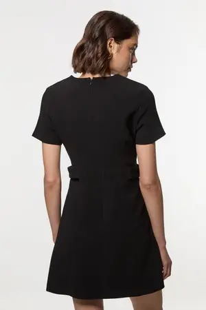Karen Millen Tab Detail Tailored Mini Dress - Black