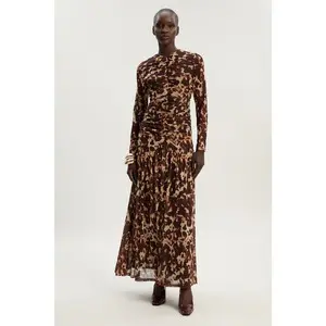 Karen Millen Petite Leopard Print Mesh Maxi Dress
