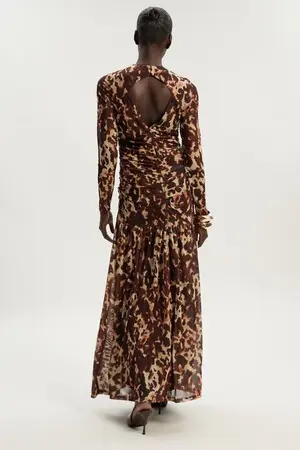 Karen Millen Petite Leopard Print Mesh Maxi Dress