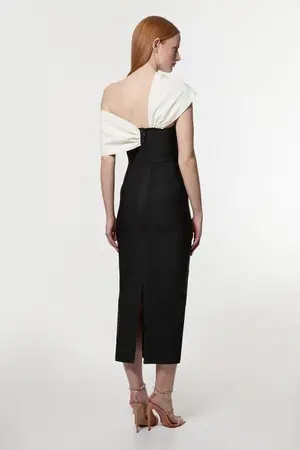 Karen Millen Figure Form Asymmetric Strap Knit Midi Dress - Black